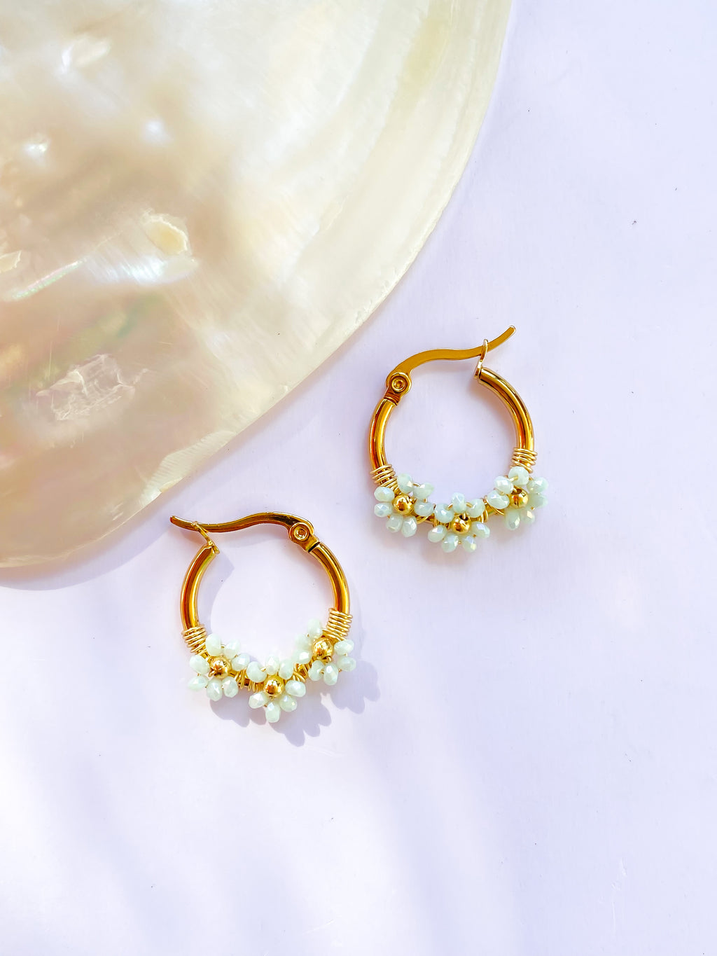Arracadas de flores de cristales - Mint – Stephanie Erbe